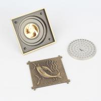 China BANGQI 4-Inch Antique Brass Square Shower Metal Floor Drain Modern Design Brushed Surface Chrome Plated Polished Hotel Basin Use for sale