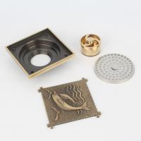 China BANGQI 4-Inch Antique Brass Square Shower Metal Floor Drain Modern Design Brushed Surface Chrome Plated Polished Hotel Basin Use for sale