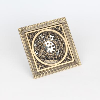 China Hotel Usage BANGQI 120*120mm Square Antique Brass Floor Drain with Anti Odor Function for sale