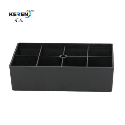 China Plastic Cabinet Feet 55mm Height Rectangle Furniture Legs Set of 4 Black 165x160mm Top for sale