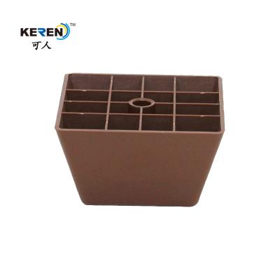 China Dark Brown Plastic Furniture Leg Cabinet Feet 110x110mm Top 60mm Height Heavy Duty Non Slip for sale