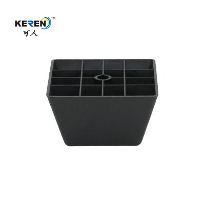 China Black Square Plastic Furniture Feet 110x110mm PP Cabinet Leg High Corrosion Resistance for sale