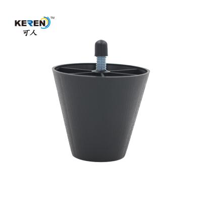China KR-P0318 Tapered Plastic Couch Feet 65mm Height Black Heavy Duty Load Bearing Furniture Legs for sale