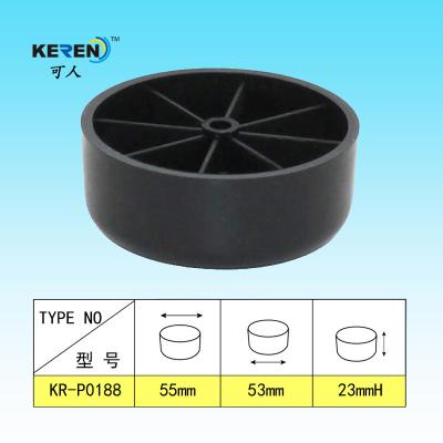 China Black Plastic Couch Legs 23mm Height M8 Screw Round Furniture Feet 55mm Diameter for sale