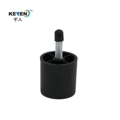 China KR-P0123 Plastic Furniture Legs Replacement Sofa Leg Black 40mm Round Shape for sale