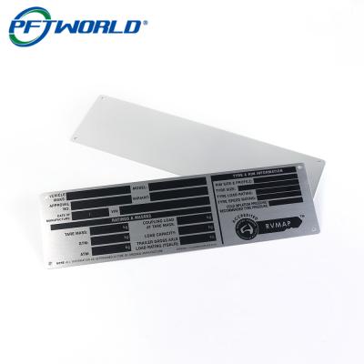 China CNC numerical control processing of aluminum nameplates | Laser cutting + Silver anodizing + Black screen printing for sale