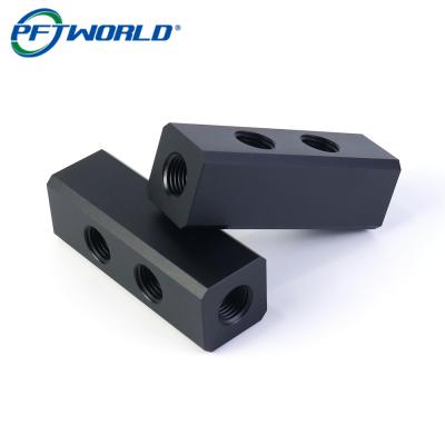 China Custom CNC Machined 6061 Aluminum Threaded Block | Precision Milling & Black Anodizing for sale