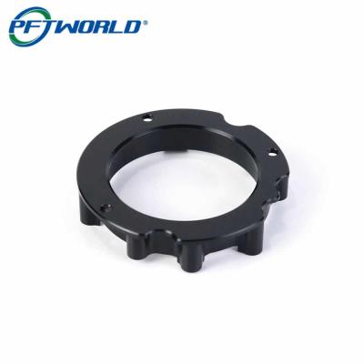 China Custom CNC Machined Aluminum Flanged Mounting Rings Black Anodized for sale