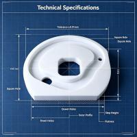 China Custom CNC Milled White POM-C Acetal Plates with Square Bore and Burr-Free Arc Slots for sale
