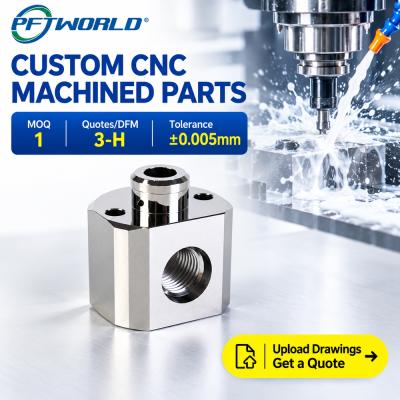 China Custom CNC Machined Brass Threaded Block Fitting with Precision Threaded Brass Threaded Fitting for sale