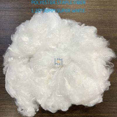 China Super White Polyester Staple Fibre For Sewing Thread And Textile 1.2Dx38mm SW for sale