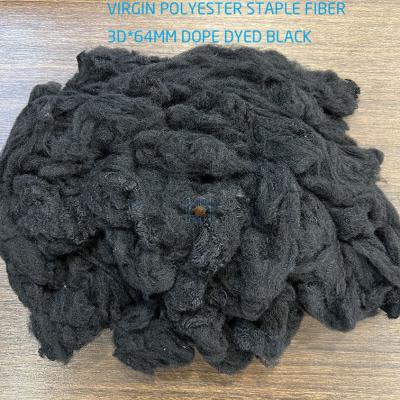 China Virgin Black  Staple Fiber Polyester For Textile With OEKO-TEX 100 Standard 3D X 64mm for sale