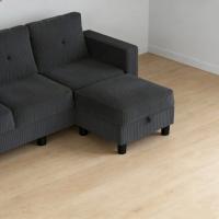 China Dark Grey Corduroy L-Shaped Sectional Sofa with Storage Chaise for sale