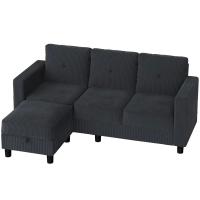 China Dark Grey Corduroy L-Shaped Sectional Sofa with Storage Chaise for sale