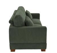 China Modern 2-Seater Green Corduroy Sofa with Throw Pillows for sale