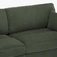China Modern 2-Seater Green Corduroy Sofa with Throw Pillows for sale