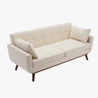 China MID-Century Modern Beige Tufted Sofa with Wooden Legs for sale