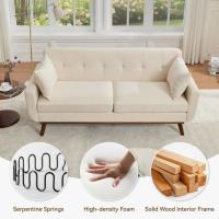 China MID-Century Modern Beige Tufted Sofa with Wooden Legs for sale