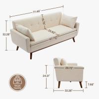 China MID-Century Modern Beige Tufted Sofa with Wooden Legs for sale