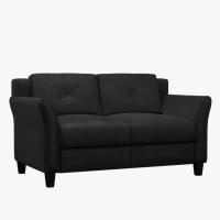 China Sleek Black 2-Seater Sofa with Sturdy Wooden Legs for sale
