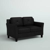 China Sleek Black 2-Seater Sofa with Sturdy Wooden Legs for sale