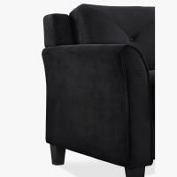 China Sleek Black 2-Seater Sofa with Sturdy Wooden Legs for sale
