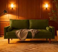 China Olive Velvet MID-Century Loveseat for sale
