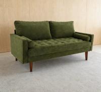 China Olive Velvet MID-Century Loveseat for sale