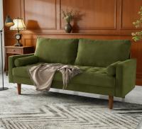 China Olive Velvet MID-Century Loveseat for sale