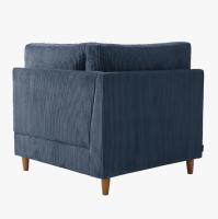China Navy Blue Corduroy Corner Sofa with Solid Wood Legs & Double-Layer Armrest for sale