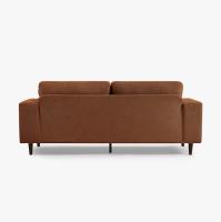 China Terracotta Fabric 3-Seater Sofa with Solid Wood Legs for sale