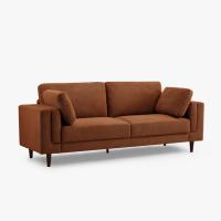 China Terracotta Fabric 3-Seater Sofa with Solid Wood Legs for sale