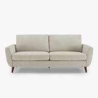 China Light Beige Fabric 3-Seater Sofa with Tapered Wood Legs for sale
