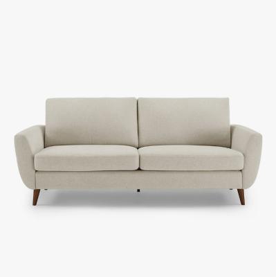 China Light Beige Fabric 3-Seater Sofa with Tapered Wood Legs for sale