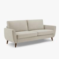 China Light Beige Fabric 3-Seater Sofa with Tapered Wood Legs for sale