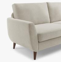 China Light Beige Fabric 3-Seater Sofa with Tapered Wood Legs for sale