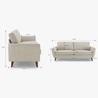 China Light Beige Fabric 3-Seater Sofa with Tapered Wood Legs for sale
