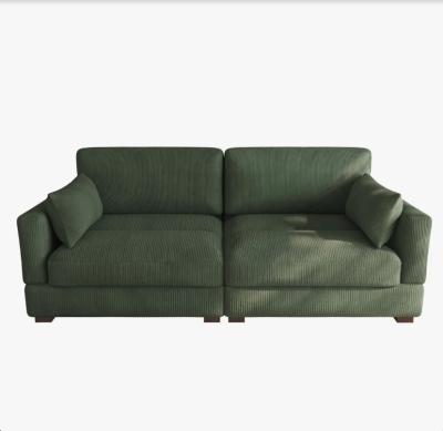 China Retro Style Green Corduroy 3-Seater Sofa for Living Room for sale