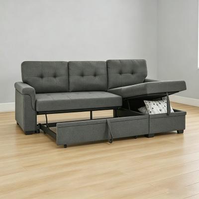 China Plush Tufted Cushion Fabric Convert Sofa Bed for Minimalist Living Room Decor for sale