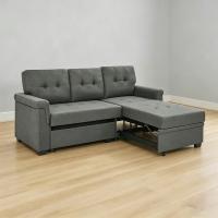 China Plush Tufted Cushion Fabric Convert Sofa Bed for Minimalist Living Room Decor for sale