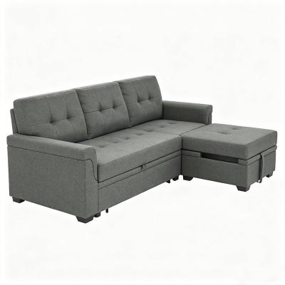 China Durable Button Tuft Pull out Fabric Sofa Bed for Urban Young Couple Condos for sale