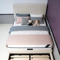 China Sleek Modern Cream White Velvet Upholstered Bed for Hotel & Home for sale