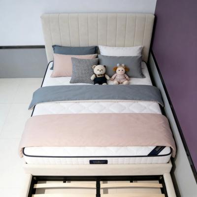 China Sleek Modern Cream White Velvet Upholstered Bed for Hotel & Home for sale