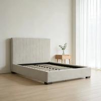 China Sleek Modern Cream White Velvet Upholstered Bed for Hotel & Home for sale