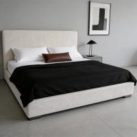 China Custom Size Cream White Velvet Upholstered Bed for Home & Commercial Use for sale