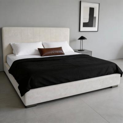 China Custom Size Cream White Velvet Upholstered Bed for Home & Commercial Use for sale