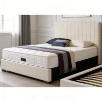China Custom Size Cream White Velvet Upholstered Bed for Home & Commercial Use for sale