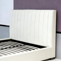 China Premium Cream Velvet Upholstered Platform Bed with Solid Frame for sale