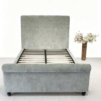 China Soft Velvet Upholstered Bed Frame Padded Ergonomic Headboard for Modern Bedroom Use for sale