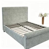 China Soft Velvet Upholstered Bed Frame Padded Ergonomic Headboard for Modern Bedroom Use for sale